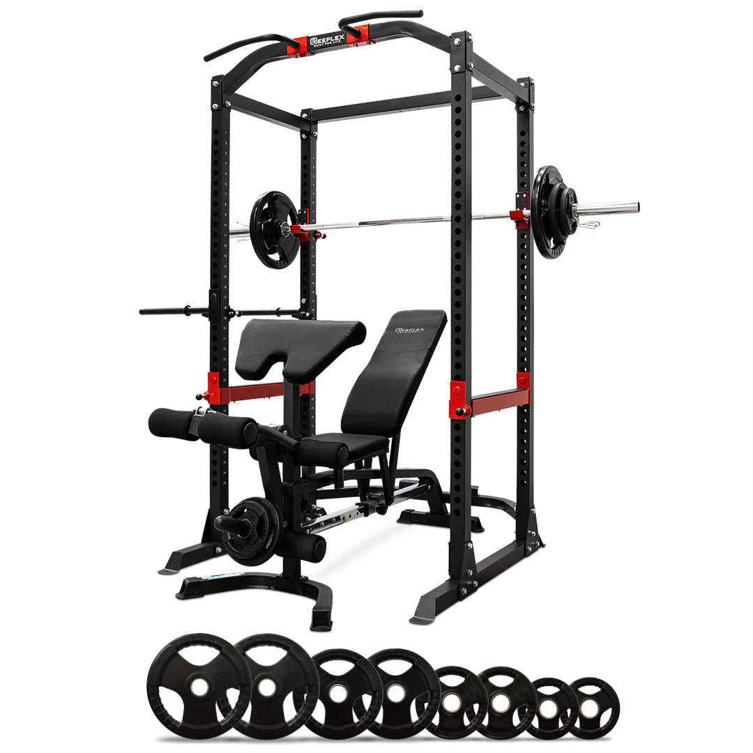 Reeplex Heavy Duty Power Rack + Bench + 120kg Olympic Rubber | Dynamo ...