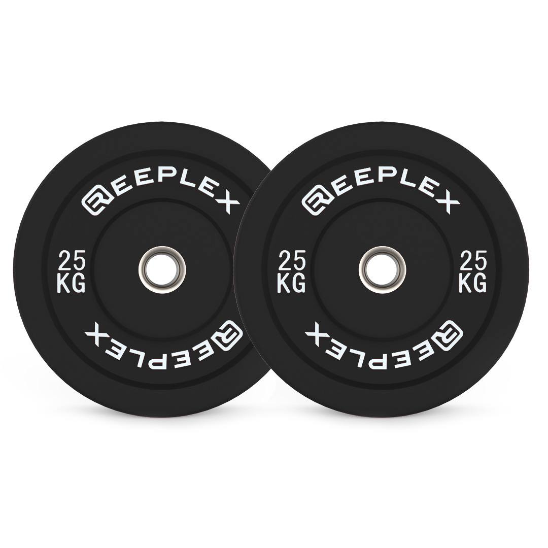 Reeplex 25kg Black Bumper Plates Pair - Dynamo Fitness